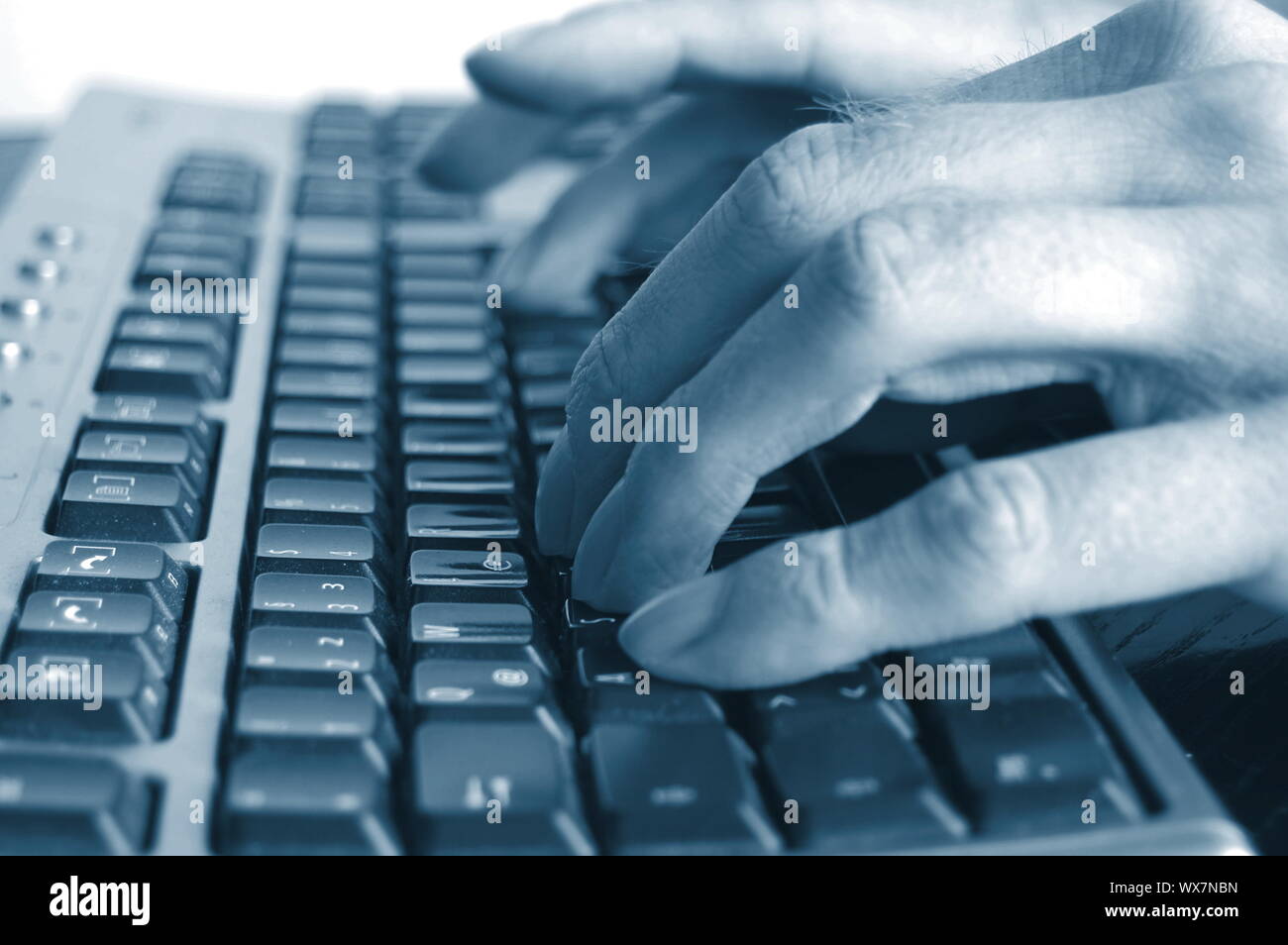 typing hands on keyboard writing business email Stock Photo - Alamy