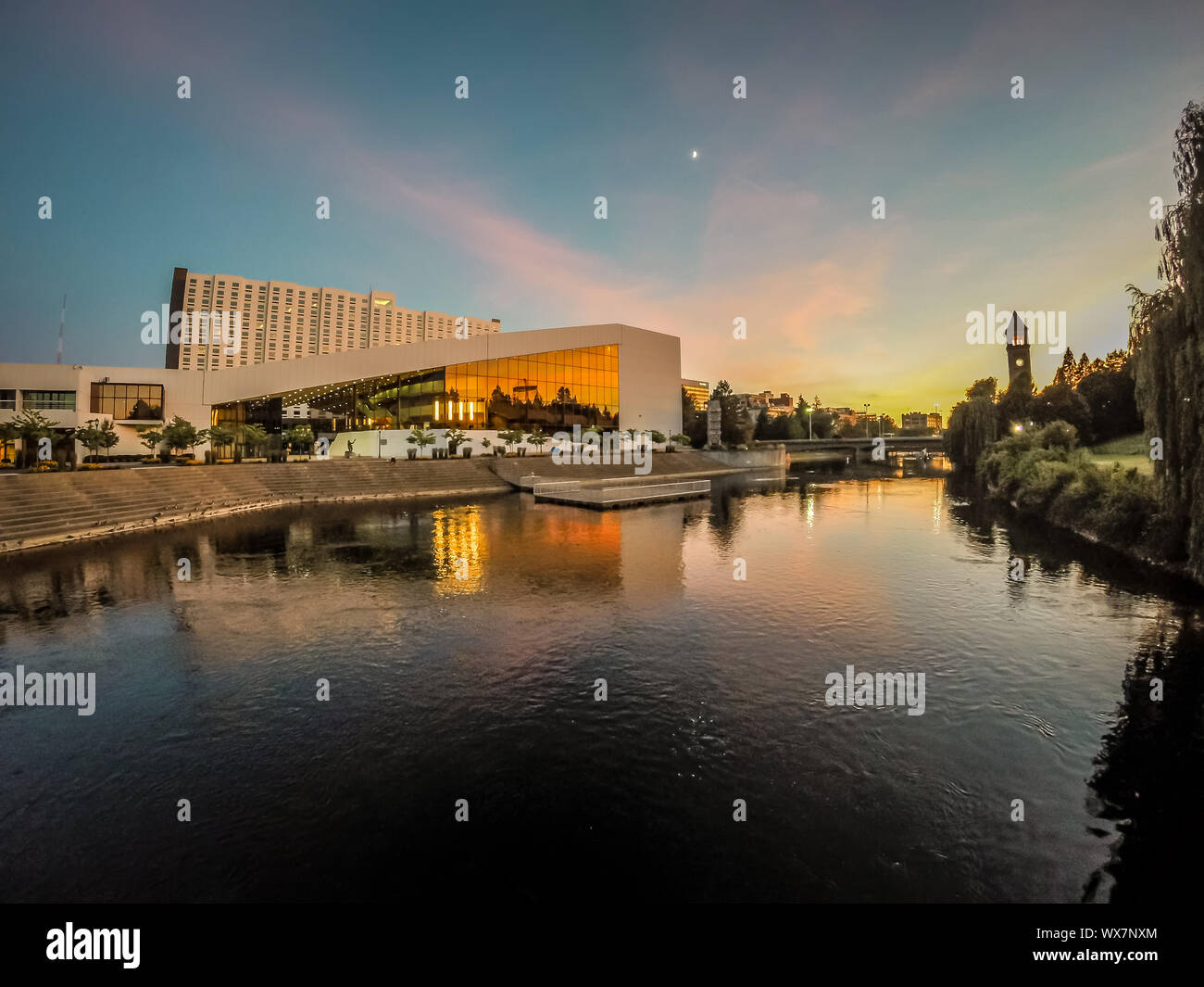 Spokane River in Riverfront Park with Clock Tower Stock Photo - Alamy