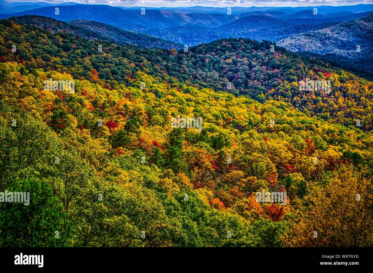 blue ridge and smoky mountains changing color in fall Stock Photo - Alamy