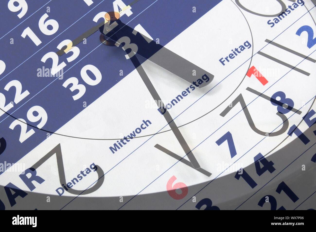 time concept with modern watch an calendar Stock Photo - Alamy