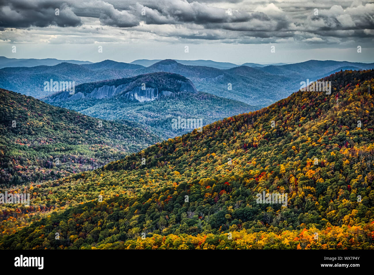 blue ridge and smoky mountains changing color in fall Stock Photo - Alamy