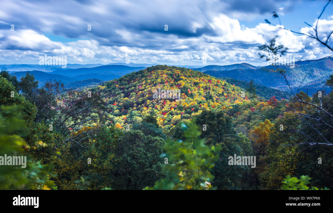 blue ridge and smoky mountains changing color in fall Stock Photo - Alamy