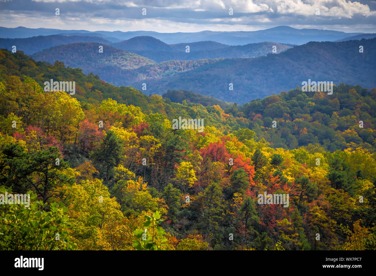 blue ridge and smoky mountains changing color in fall Stock Photo - Alamy
