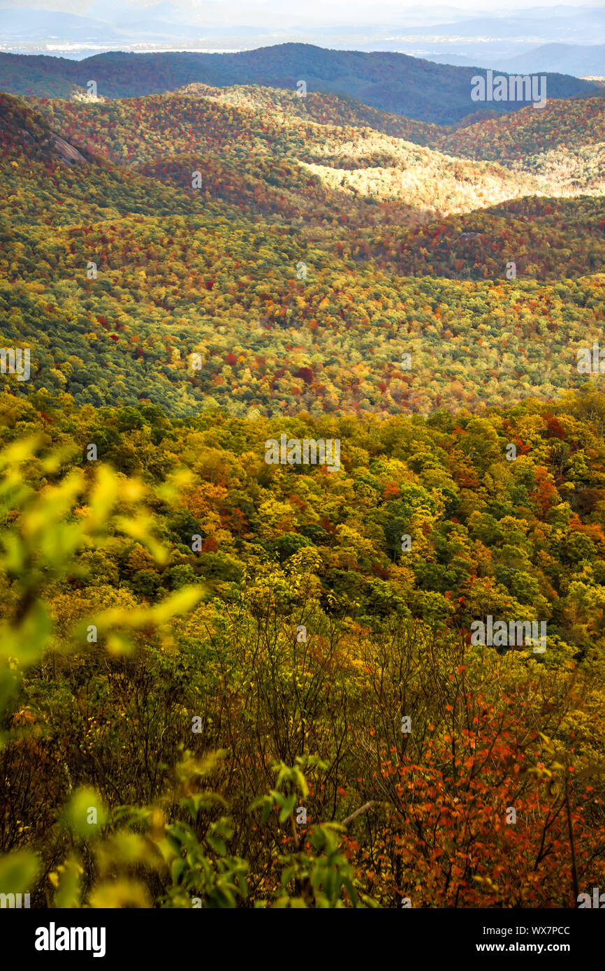 blue ridge and smoky mountains changing color in fall Stock Photo - Alamy