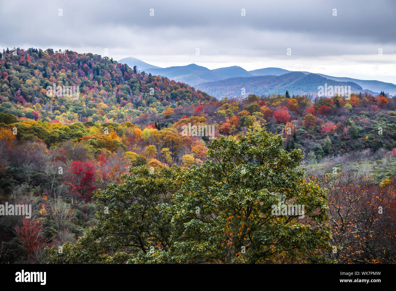 blue ridge and smoky mountains changing color in fall Stock Photo - Alamy