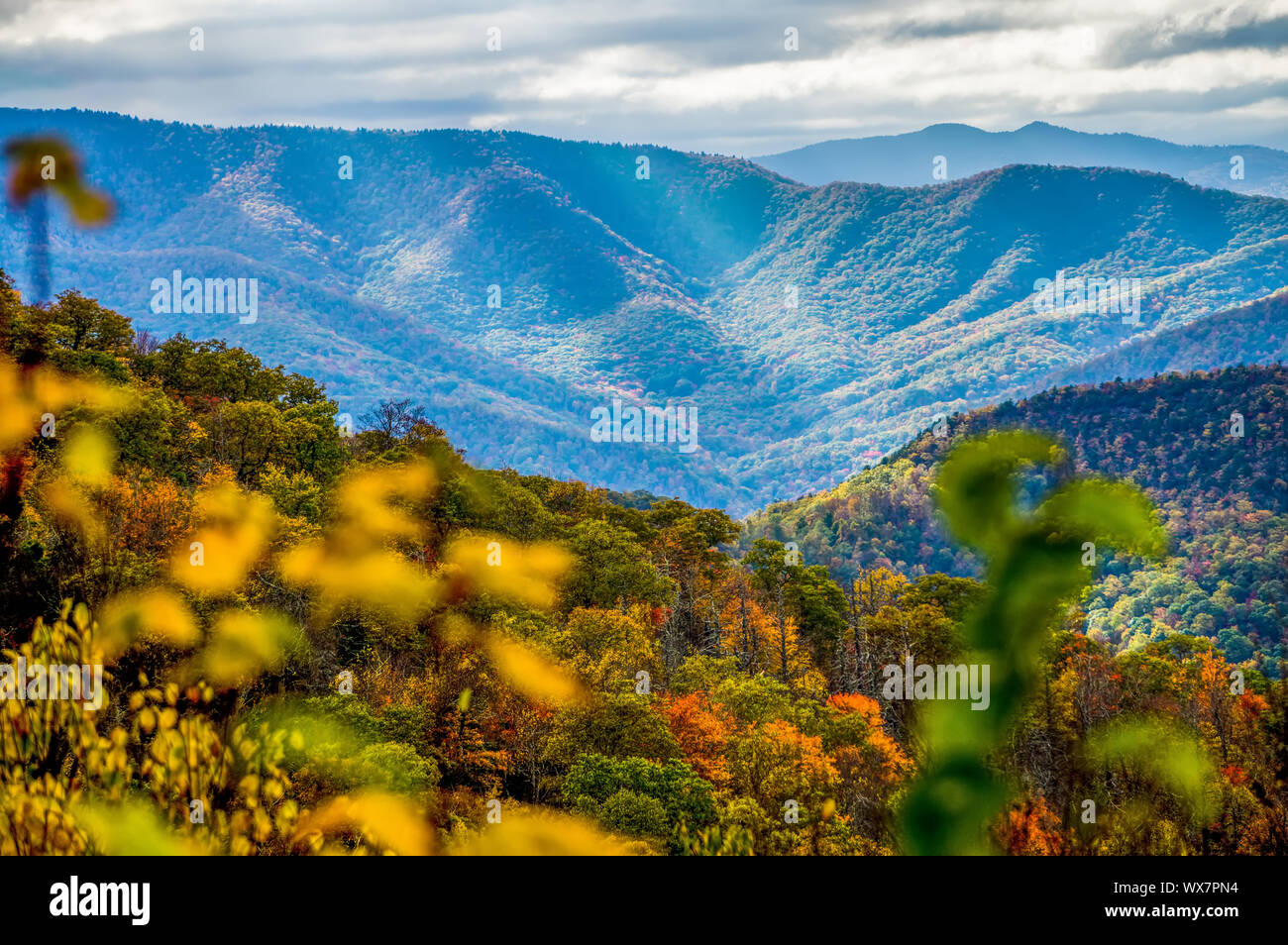blue ridge and smoky mountains changing color in fall Stock Photo - Alamy
