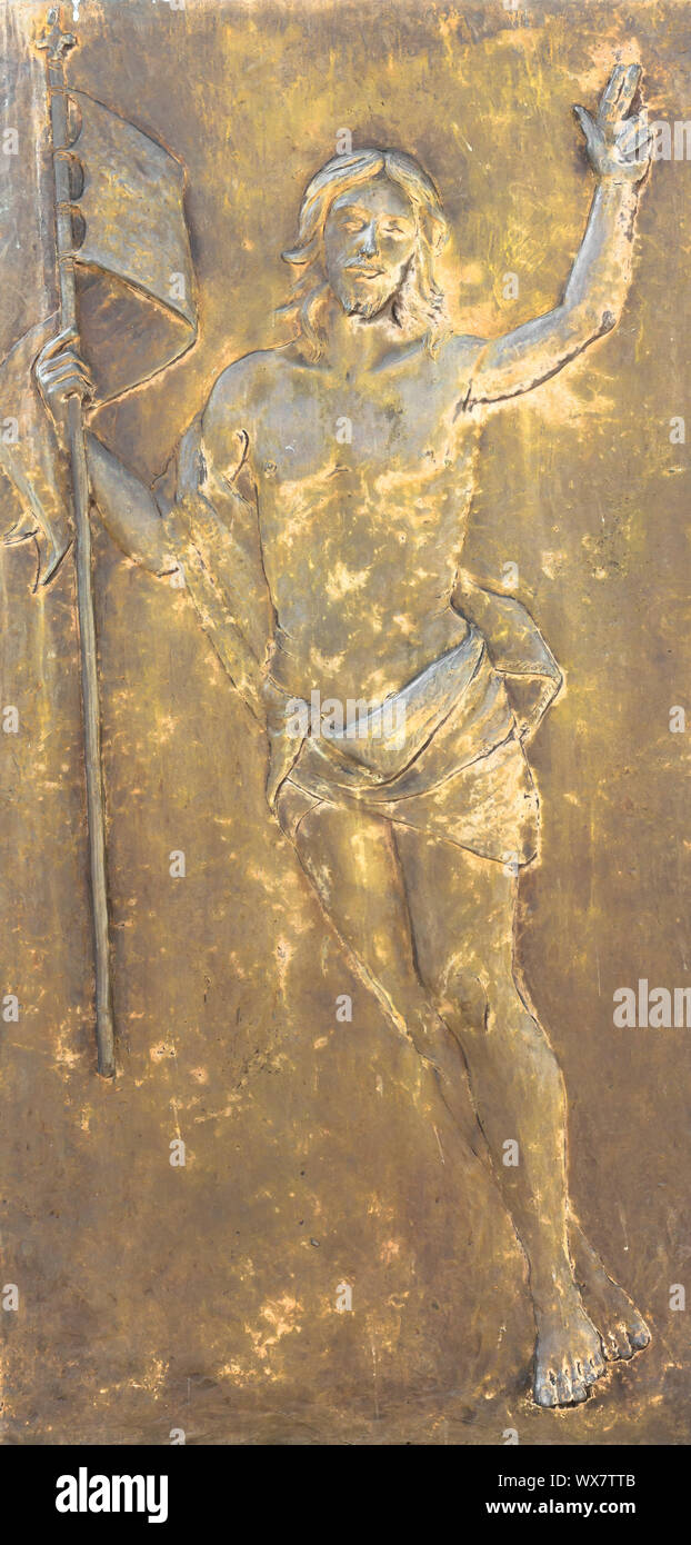 Figure of Jesus Christ in bronze bas-relief Stock Photo - Alamy