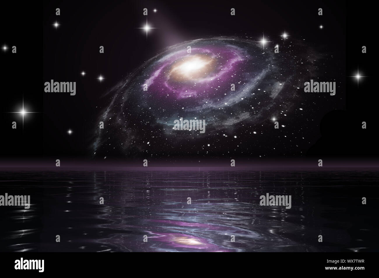 spiral galaxy over the ocean Stock Photo - Alamy