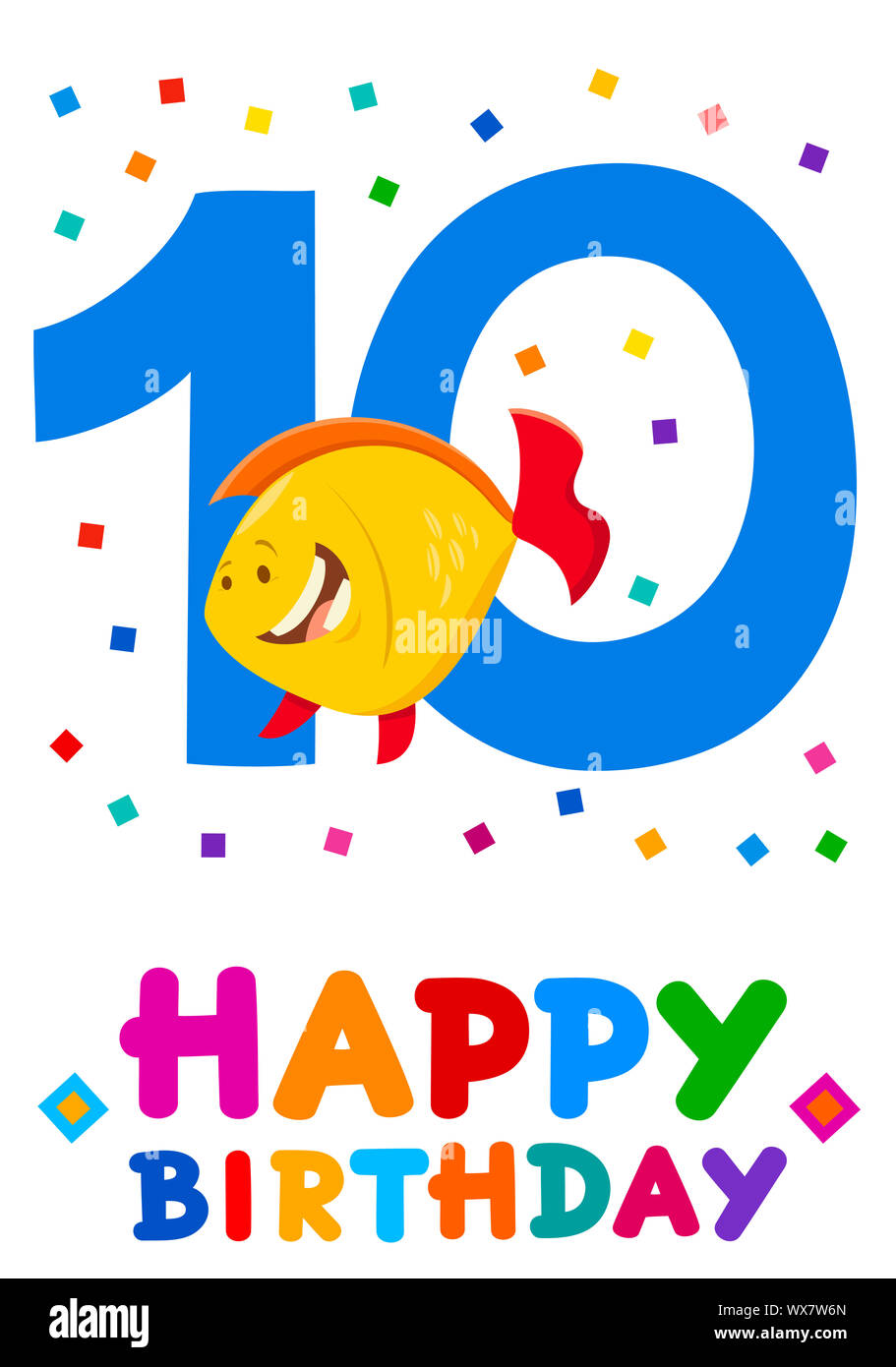 tenth birthday cartoon greeting card design Stock Photo - Alamy