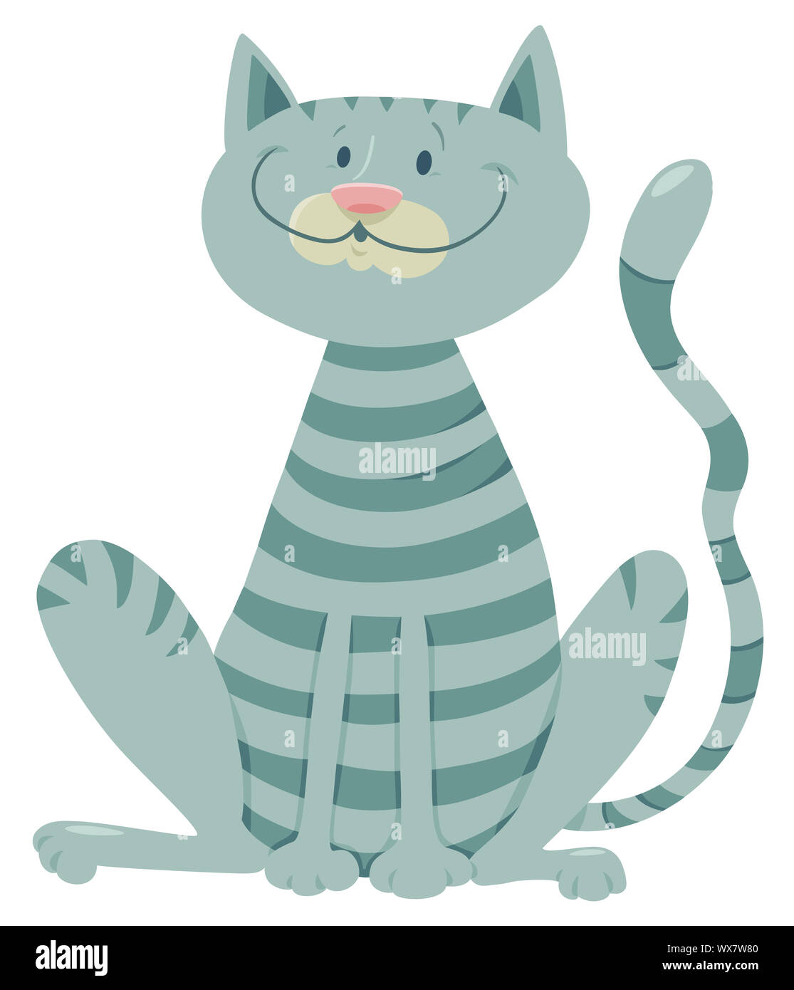 happy tabby cat cartoon animal character Stock Photo - Alamy