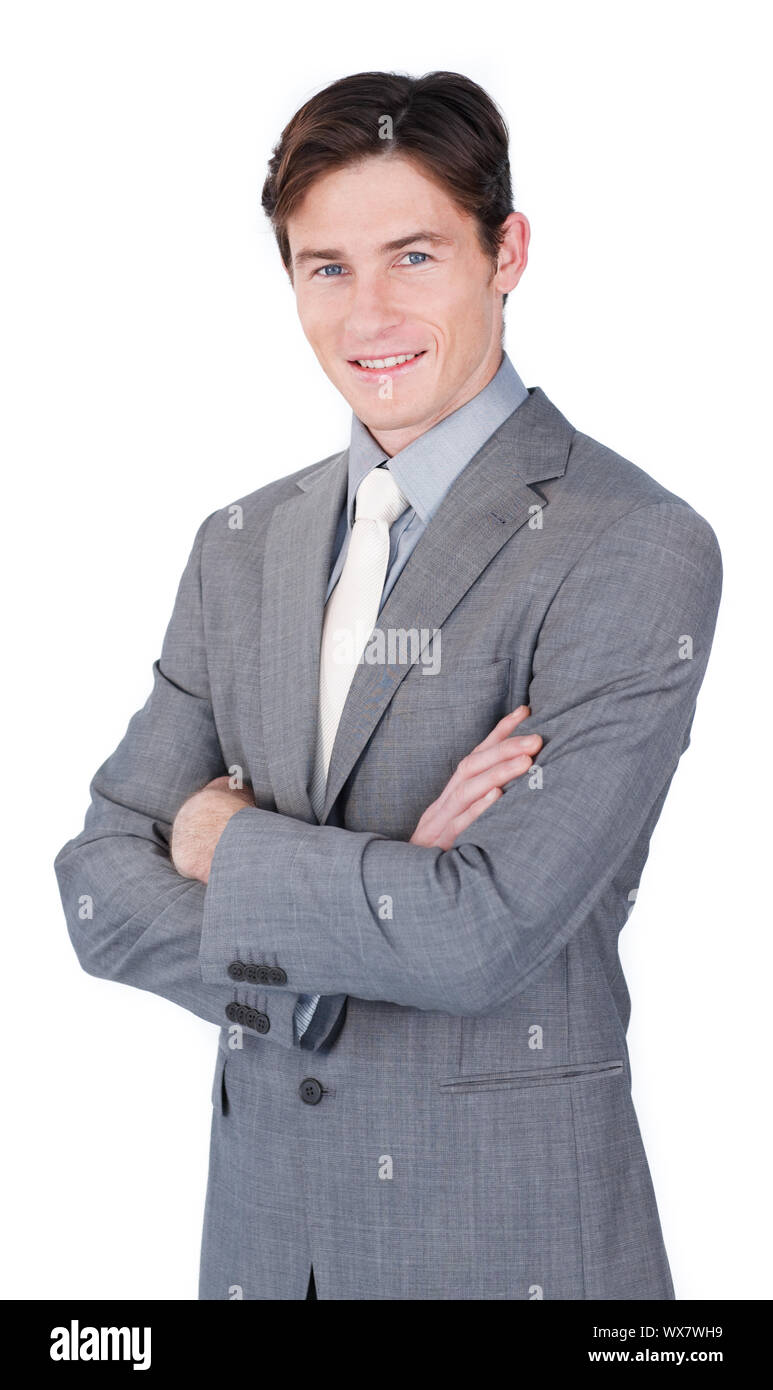 Charismatic young businessman standing in front of the camera Stock ...