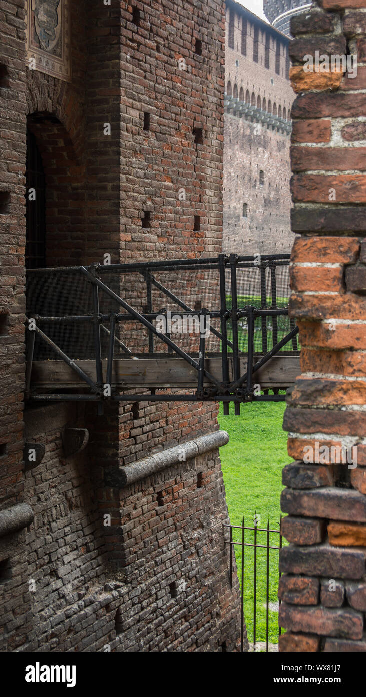 bridge inside medieval caslte Stock Photo - Alamy
