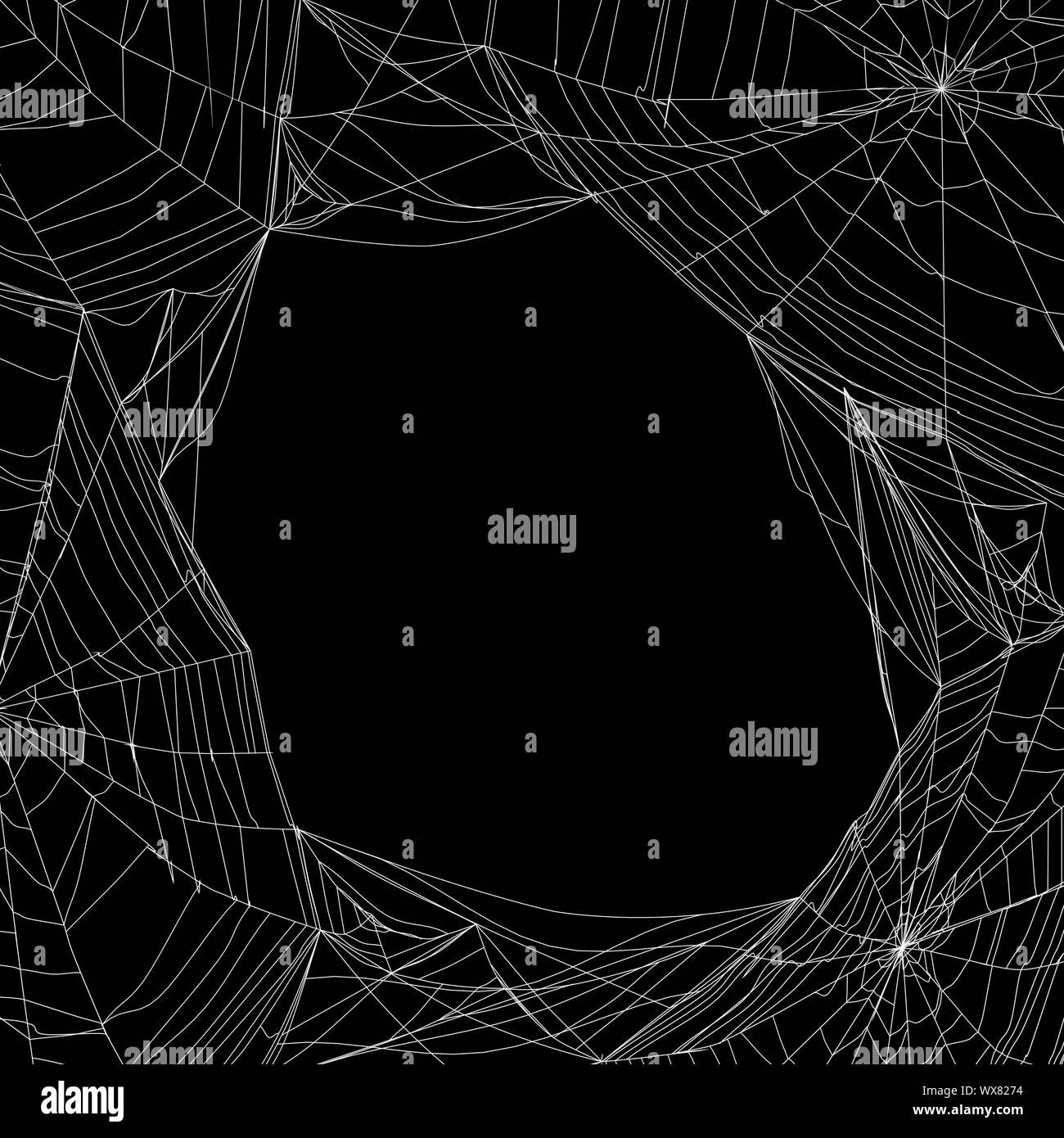 Large white spider web frame on black - 3d render Stock Photo - Alamy