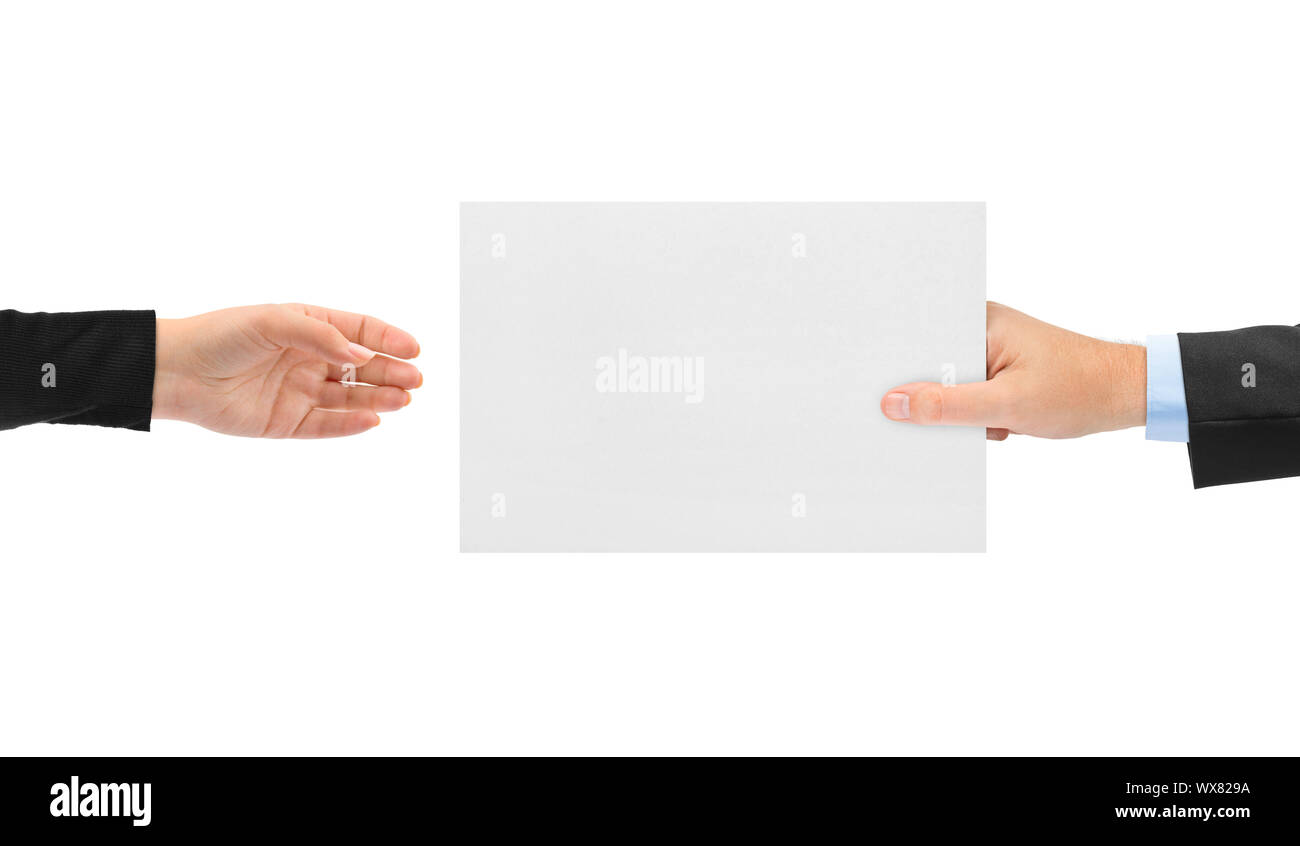 Man hands two paper hi-res stock photography and images - Alamy