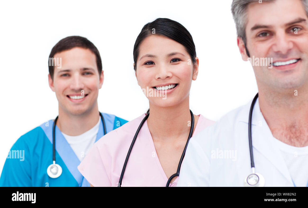 Portrait of a positive medical team against a white background Stock ...