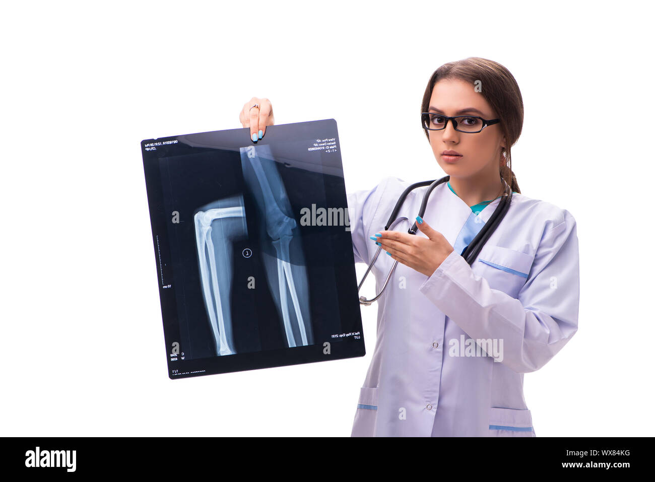 Young female doctor radiologist isolated on white Stock Photo - Alamy