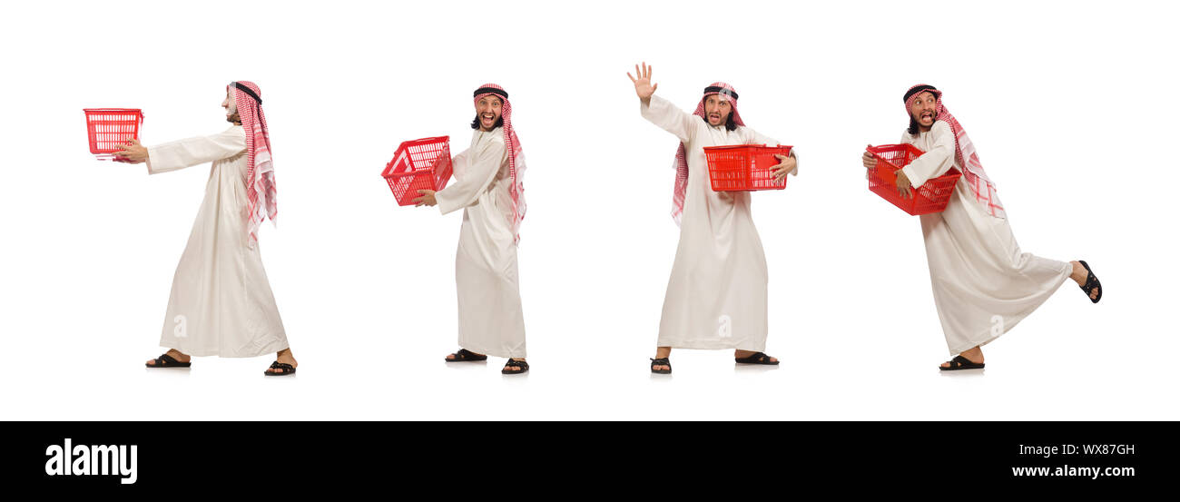 Arab man doing shopping isolated on white Stock Photo - Alamy