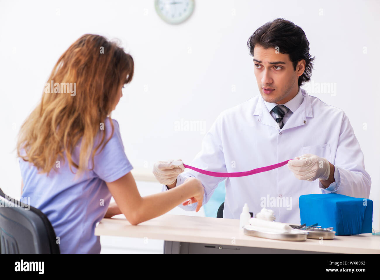 Female patient during blood test sampling procedure Stock Photo - Alamy