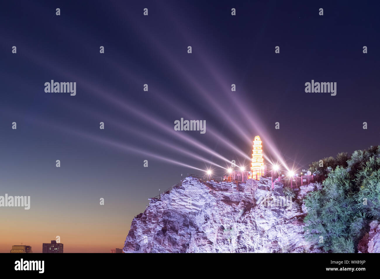 urumqi red hill park closeup at night Stock Photo - Alamy