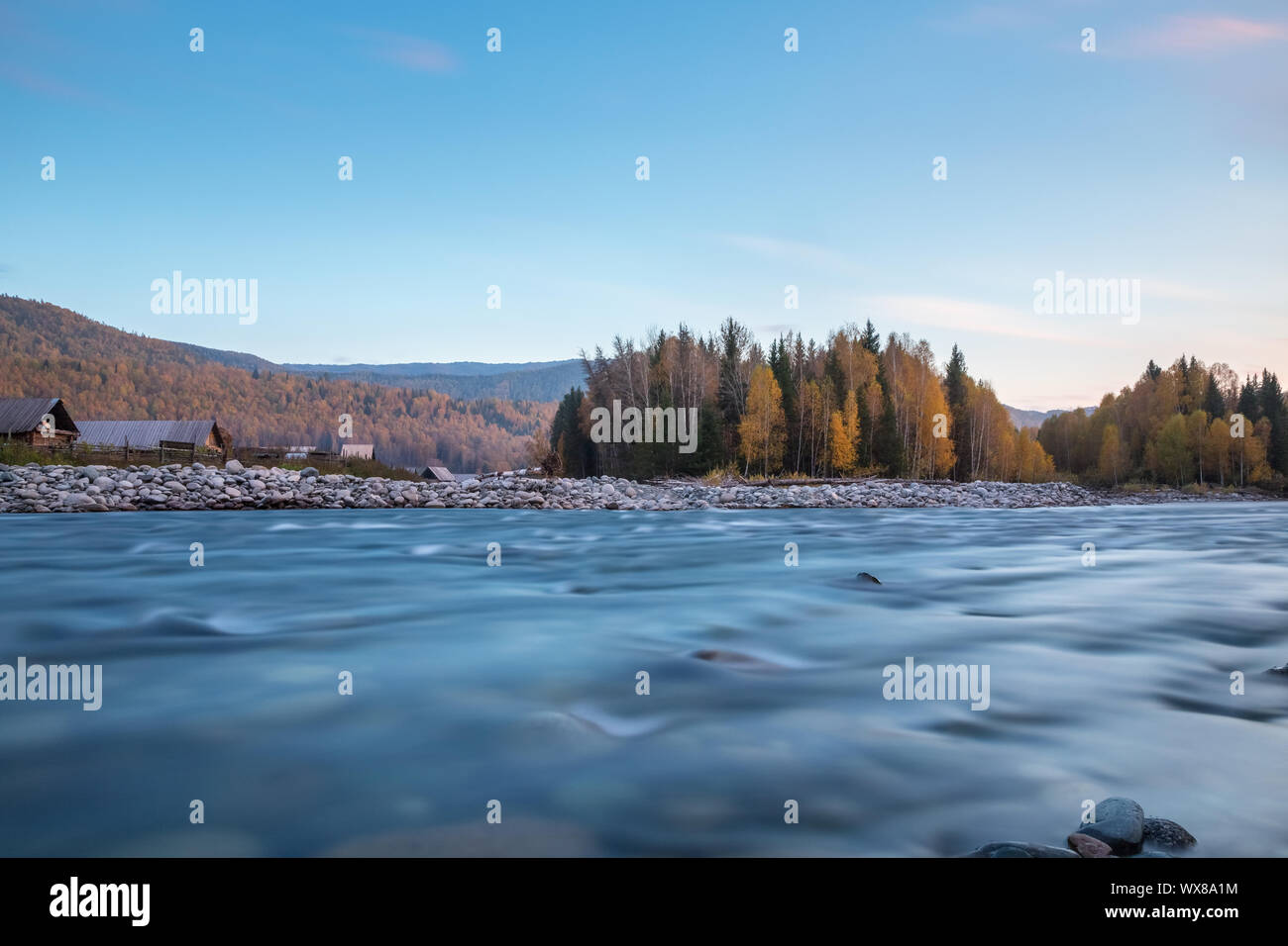 autumn landscape of beautiful hemu river Stock Photo - Alamy