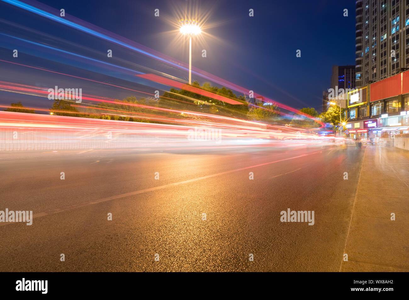 light trails on city street Stock Photo - Alamy