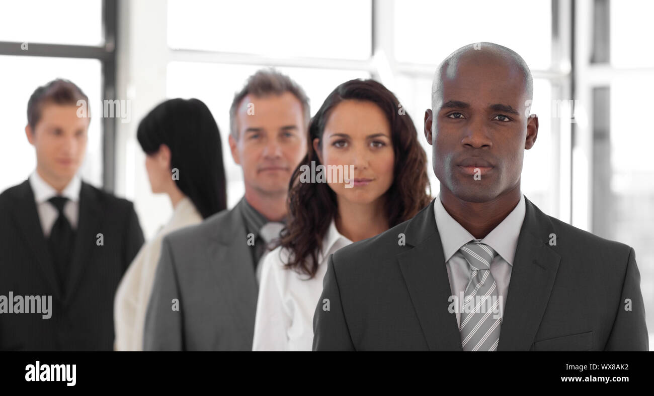 business leader in front of business tea Stock Photo - Alamy