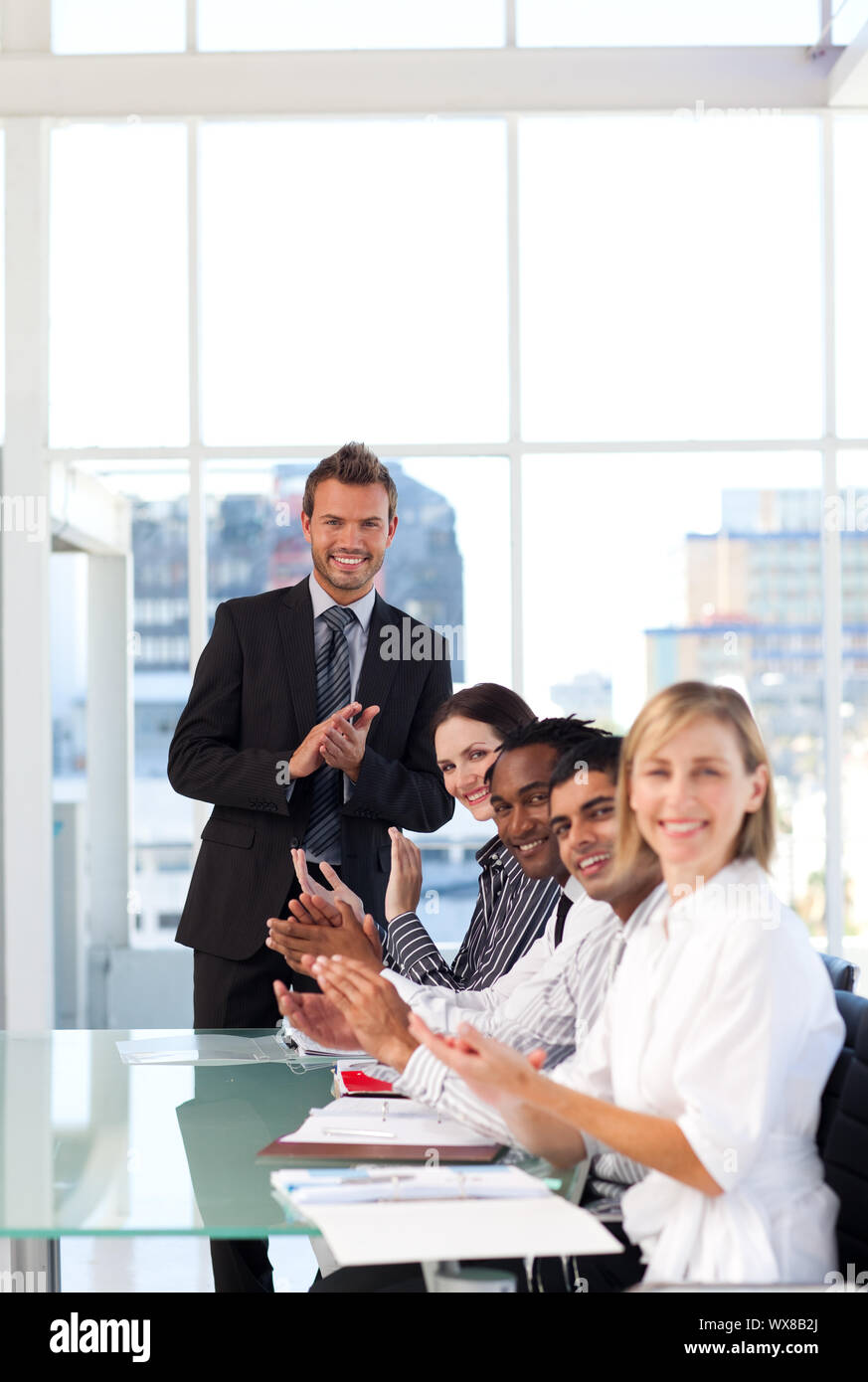 Success in a business presentation Stock Photo - Alamy
