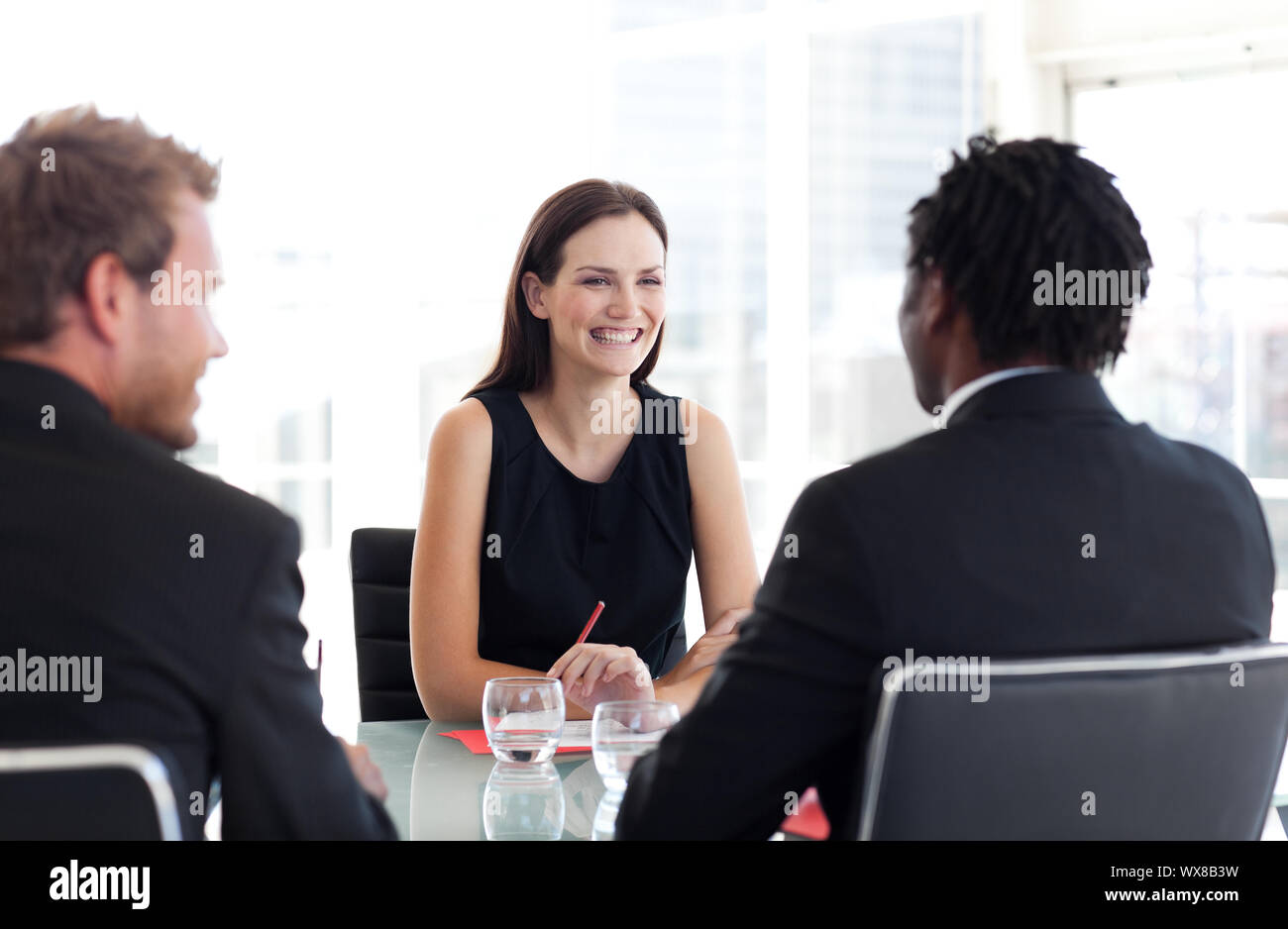Two salesman reporting to their manager Stock Photo - Alamy