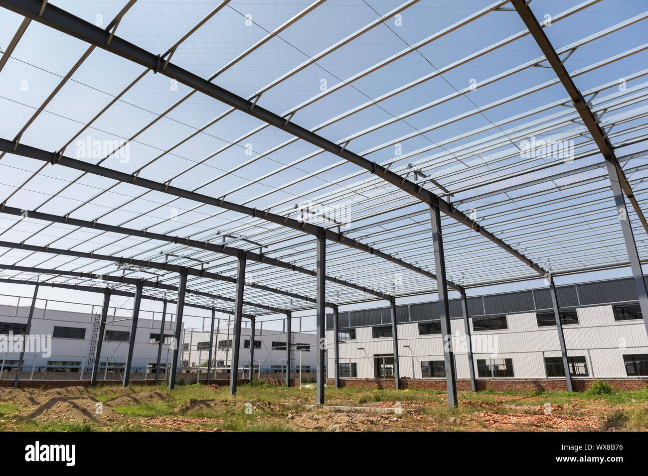 steel structure factory building construction Stock Photo - Alamy