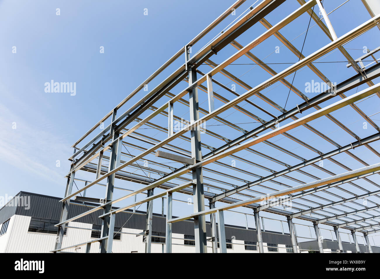 steel structure industrial factory building closeup Stock Photo - Alamy