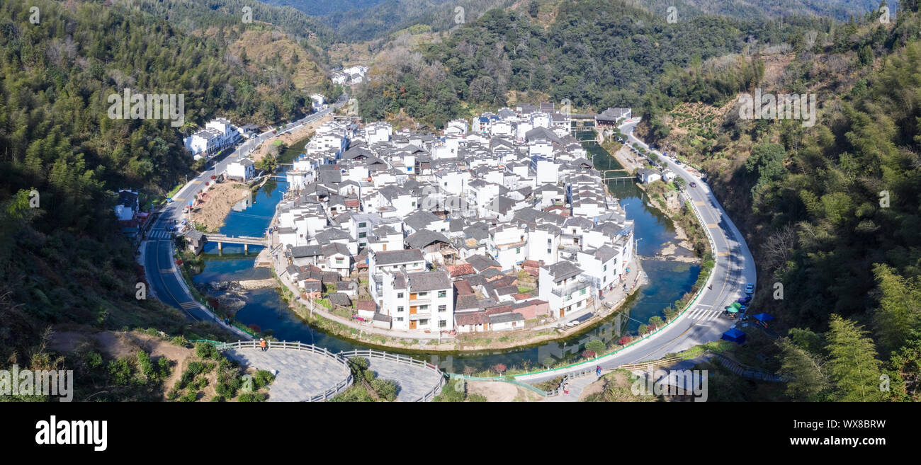 aerial view of ancient jujing village Stock Photo - Alamy