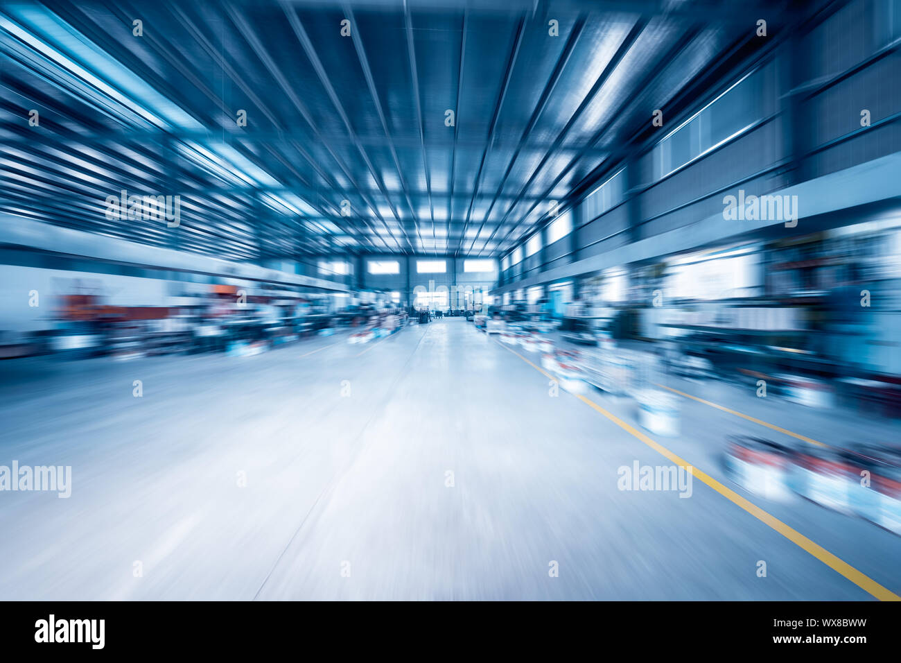 production workshop with blue tone Stock Photo - Alamy