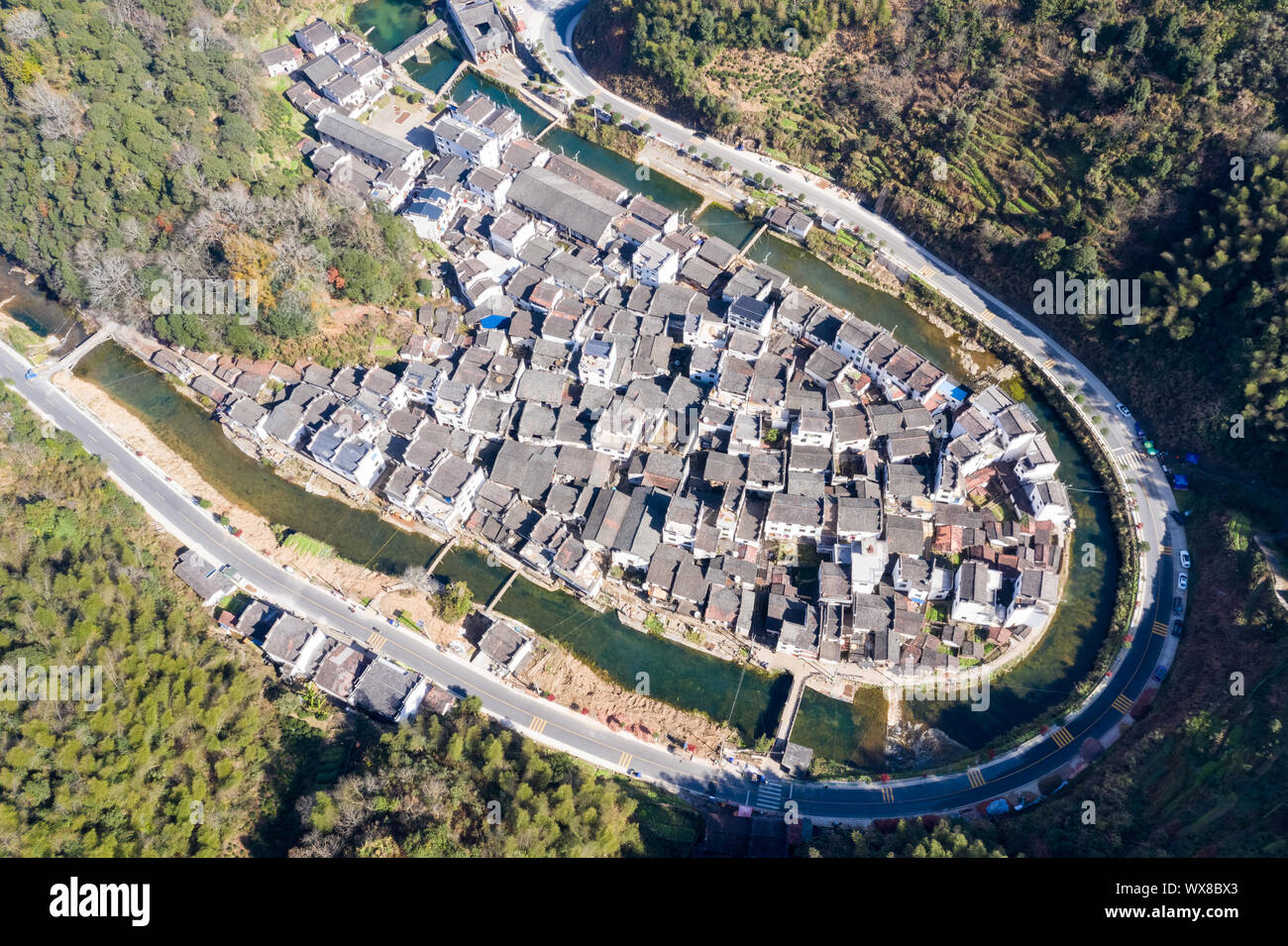 aerial view of ancient jujing village Stock Photo - Alamy