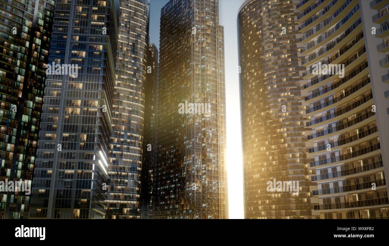City Skyscrapers at Sunset Stock Photo - Alamy