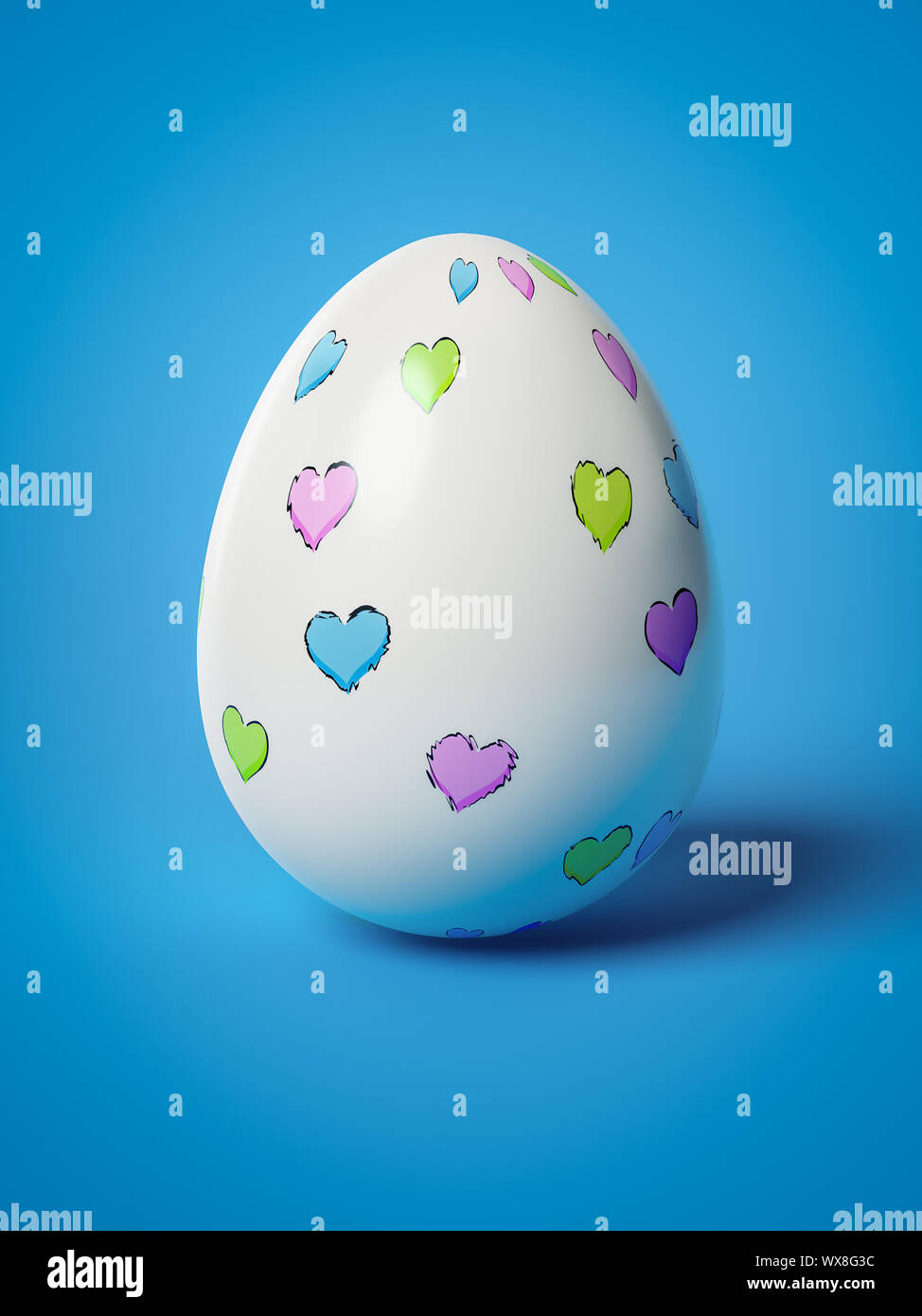 easter egg with hearts on blue background Stock Photo - Alamy