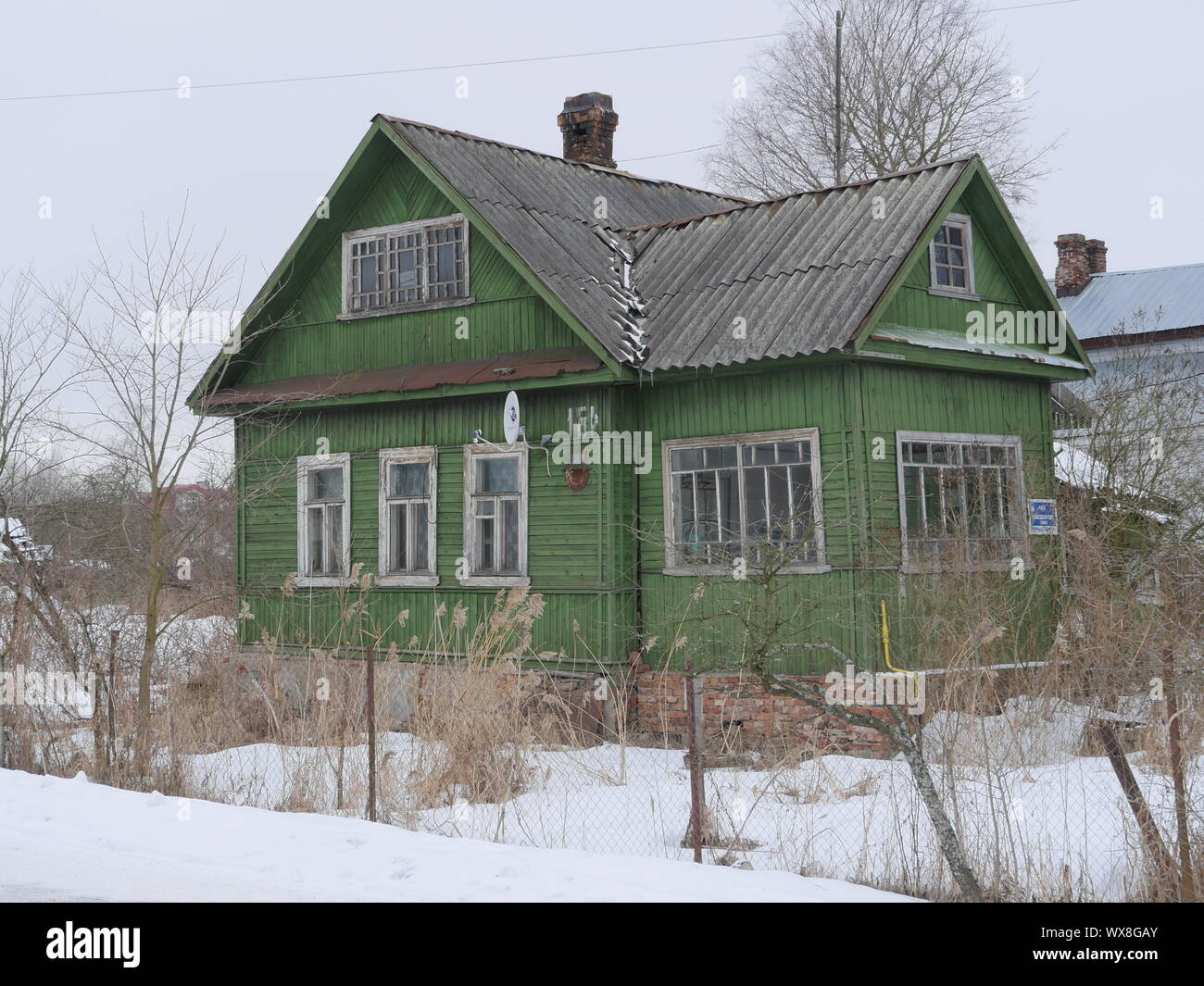 wooden house of the Soviet construction Stock Photo - Alamy