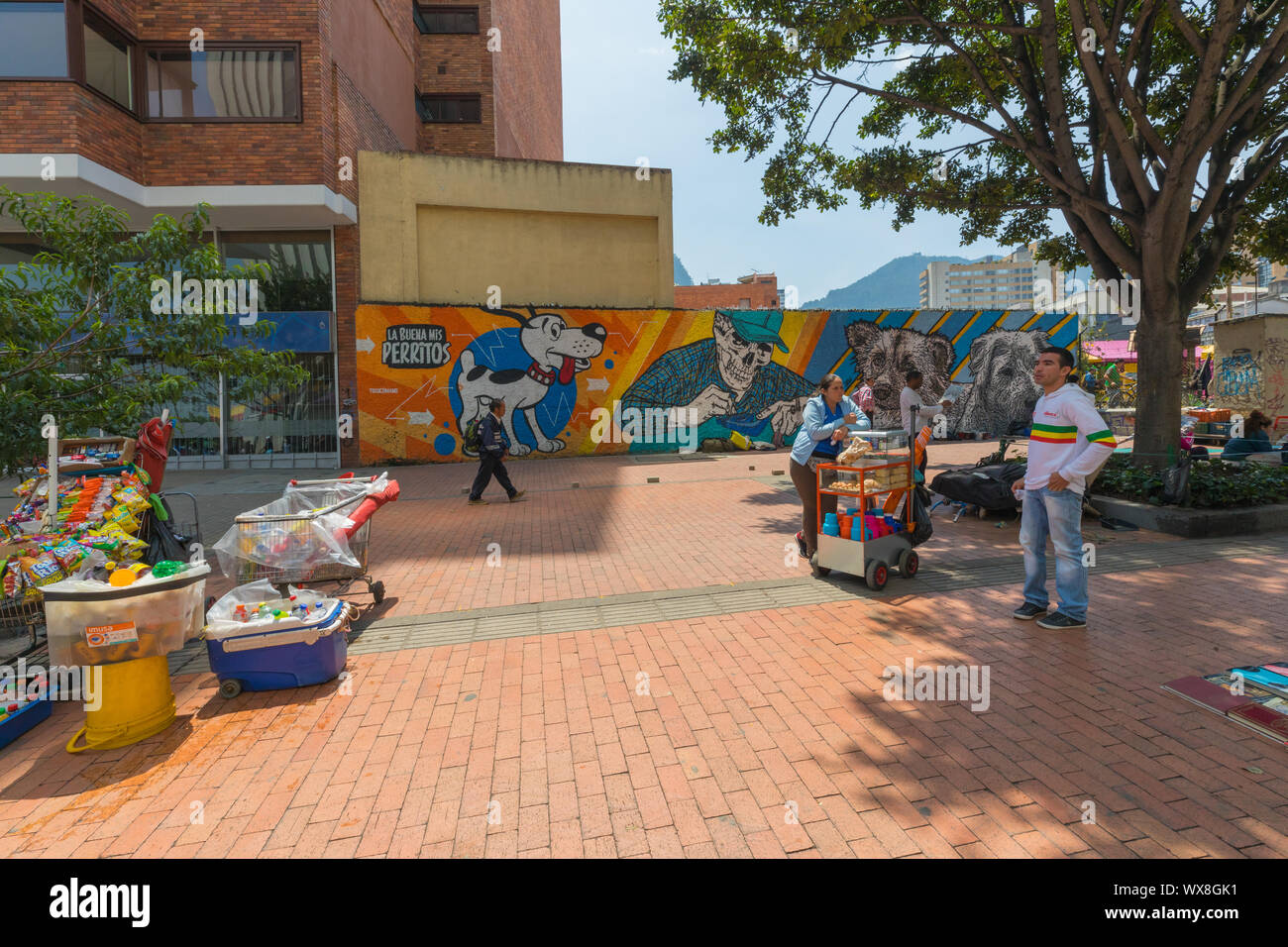 Bogota Santa Fe snack sellers in the street Stock Photo - Alamy