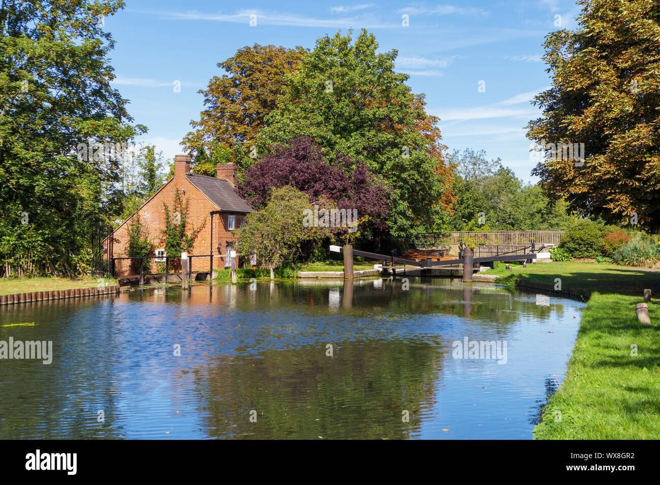 View of New Haw Lock and the historic lock keeper's cottage on the ...