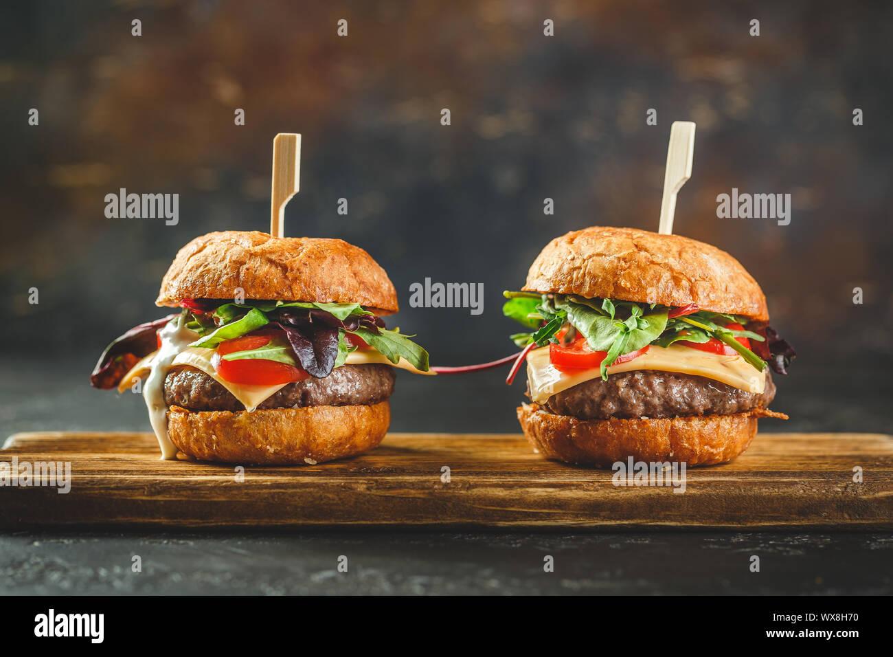 Two homemade burger Stock Photo - Alamy