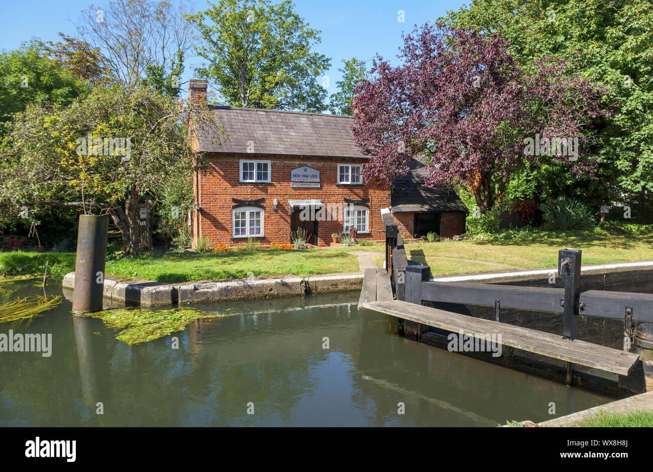 View of New Haw Lock and the historic lock keeper's cottage on the ...