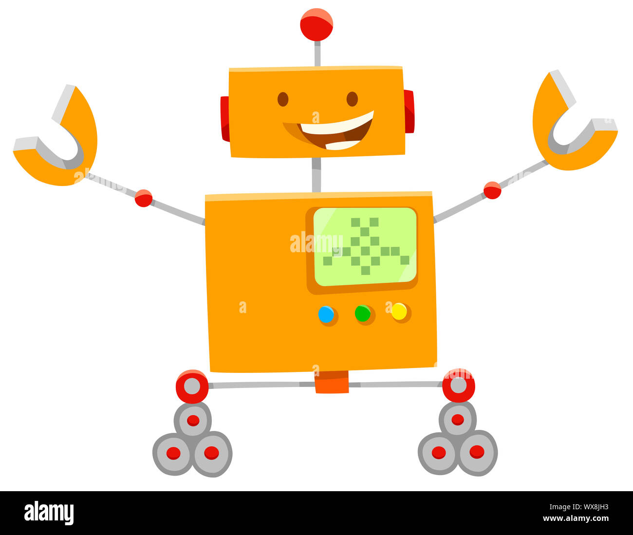 happy orange robot cartoon character Stock Photo - Alamy