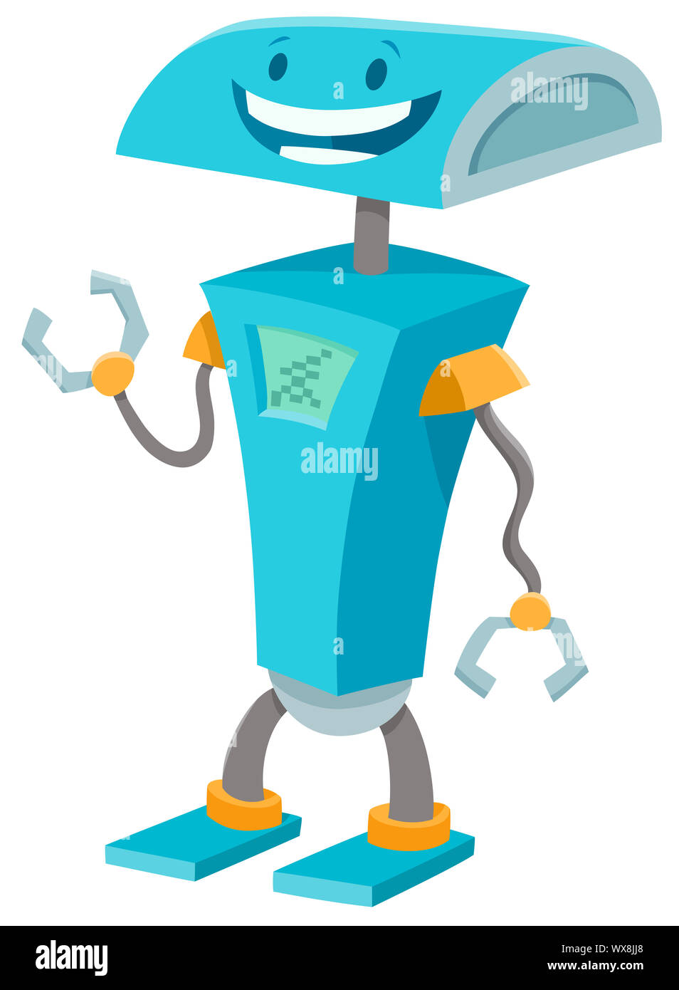 happy blue robot funny cartoon character Stock Photo - Alamy
