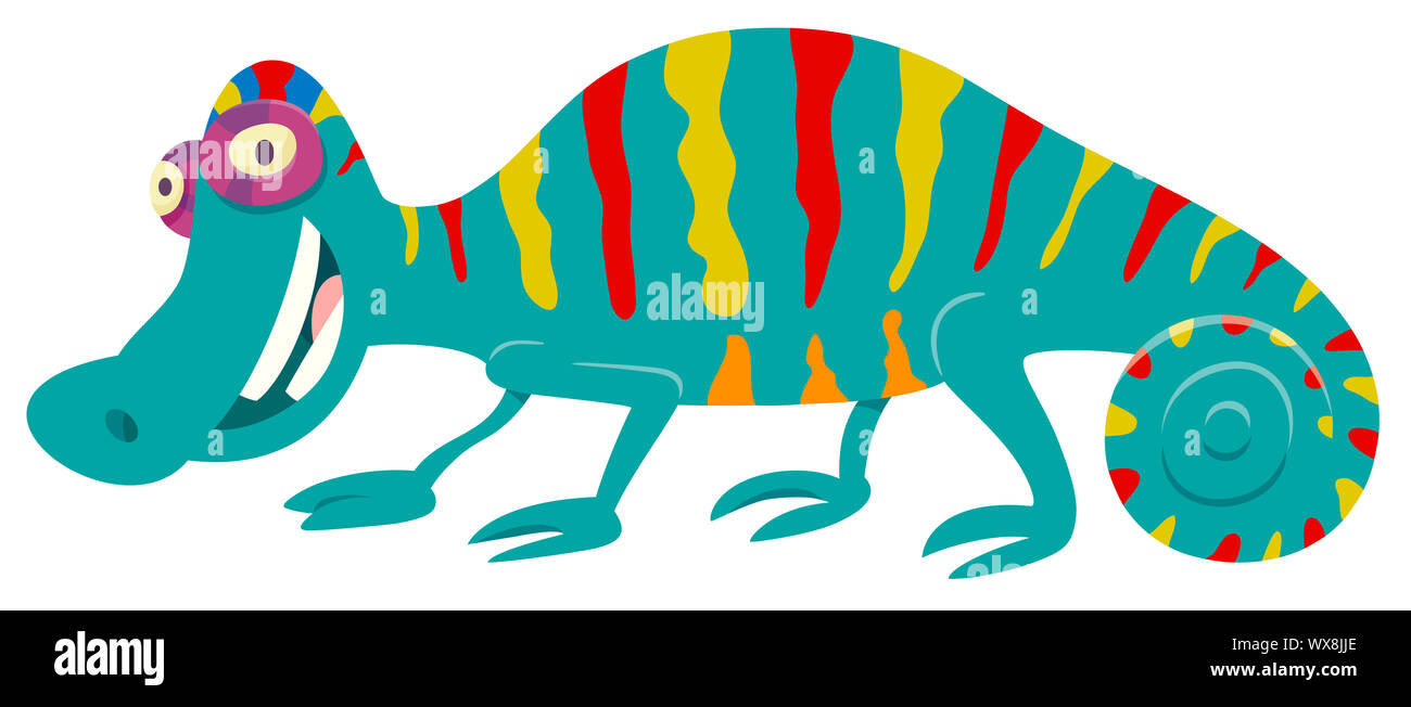 funny chameleon cartoon animal character Stock Photo - Alamy