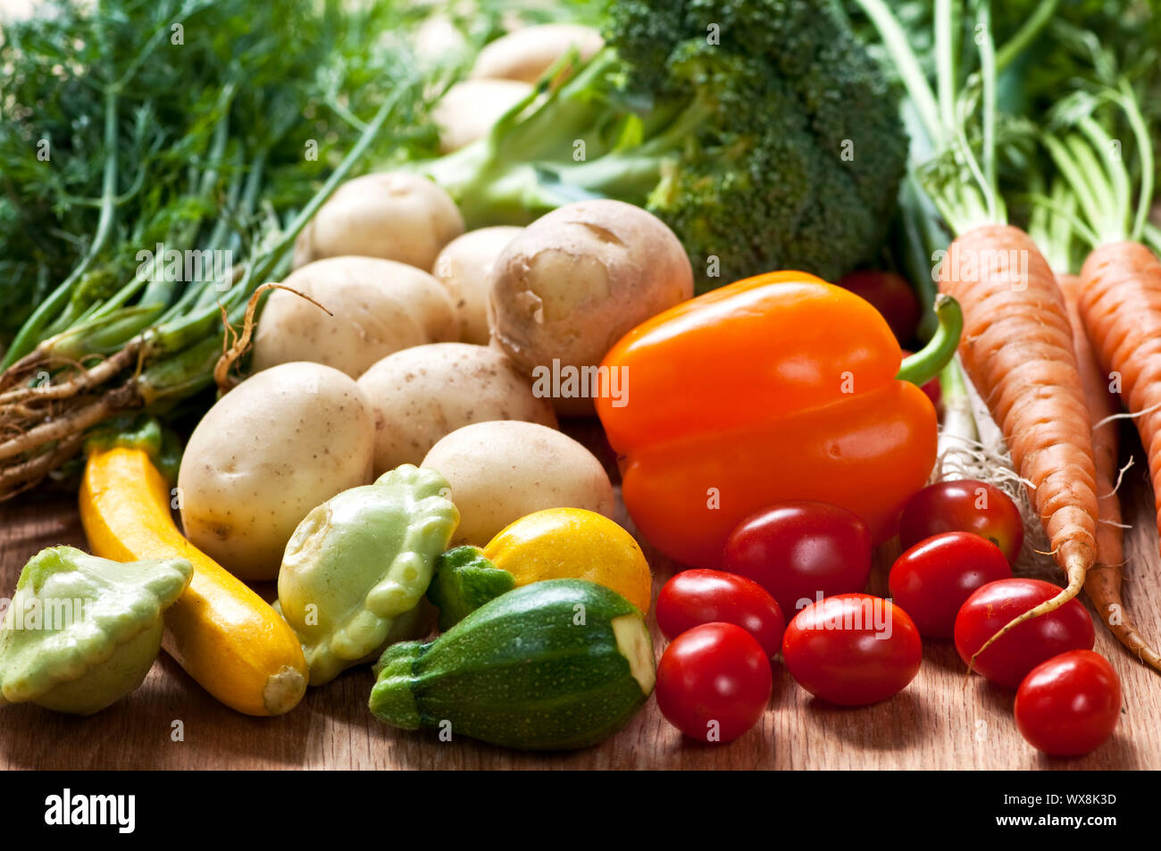 Bunch of whole assorted fresh organic vegetables Stock Photo - Alamy