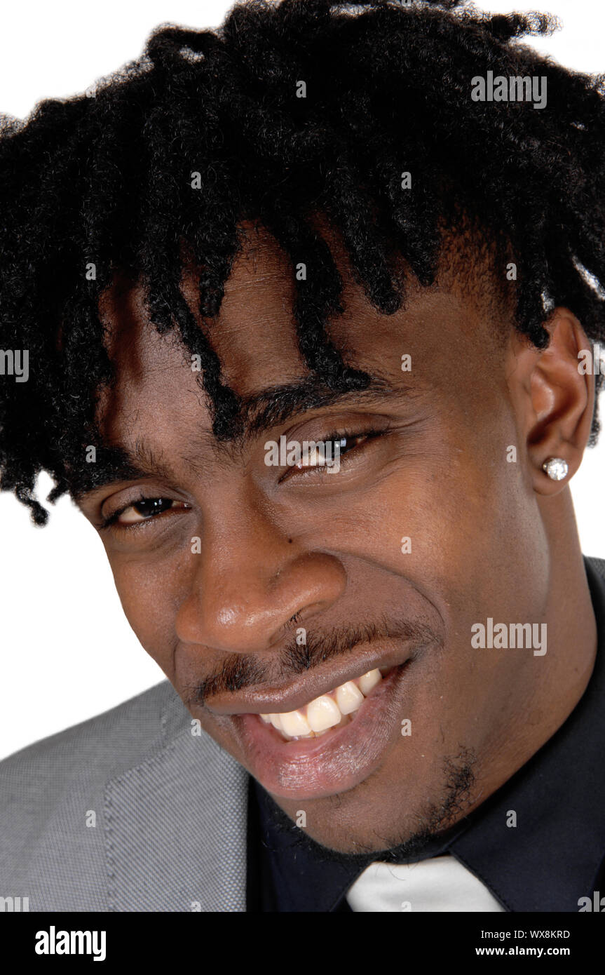 Close up of the smiling face of a black man Stock Photo - Alamy