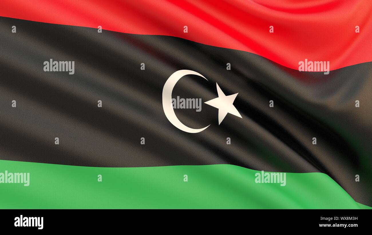 Flag of Libya. Waved highly detailed fabric texture Stock Photo - Alamy