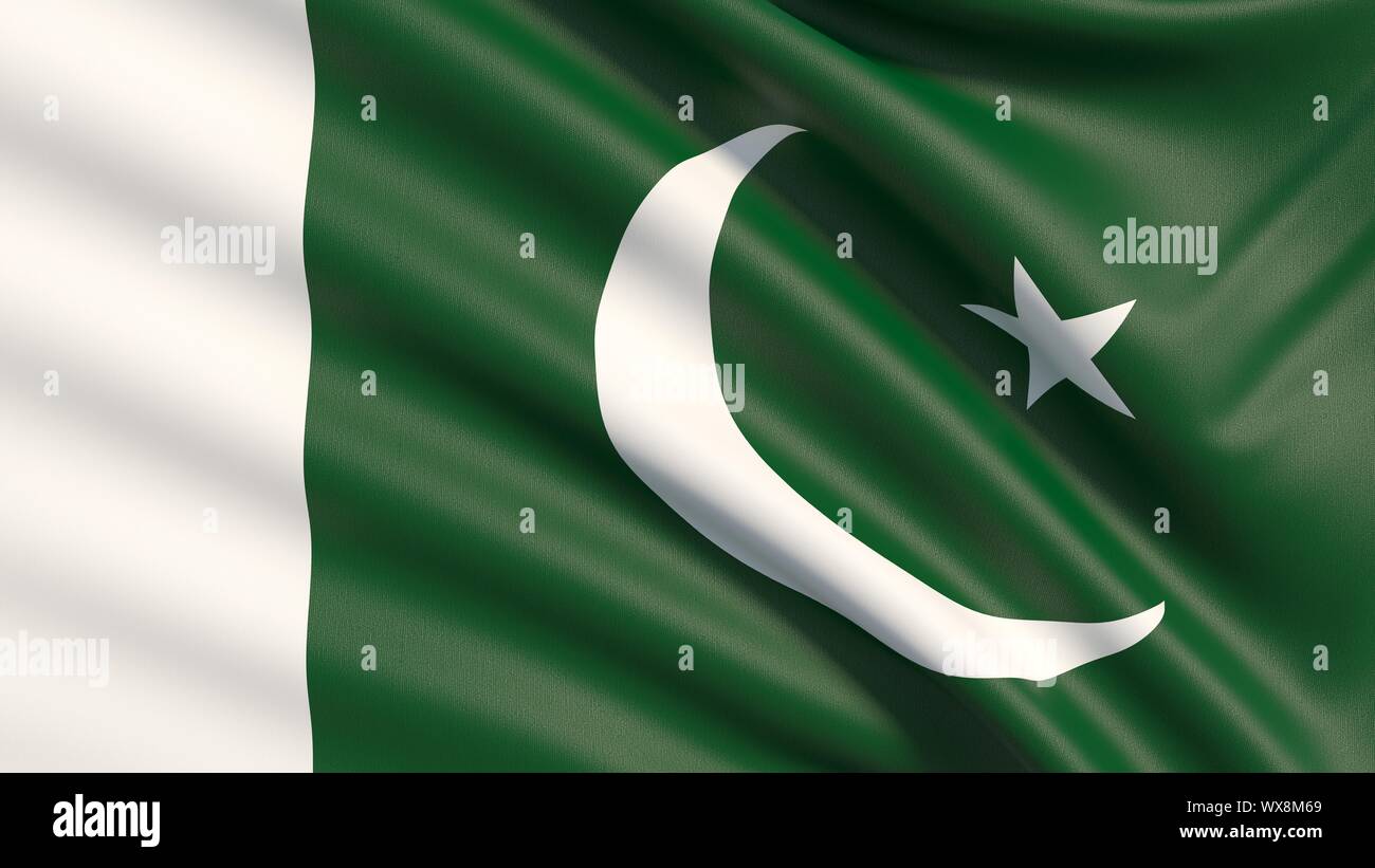 Flag of Pakistan. Waved highly detailed fabric texture Stock Photo - Alamy