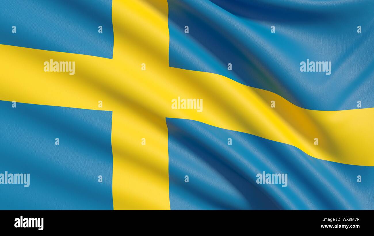 Flag of Sweden. Waved highly detailed fabric texture Stock Photo - Alamy