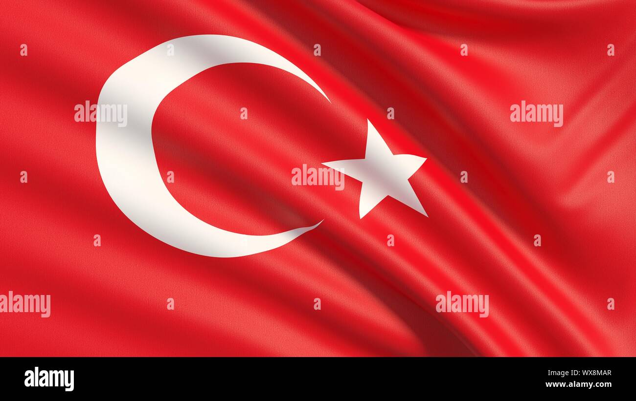 Flag of Turkey. Waved highly detailed fabric texture Stock Photo - Alamy