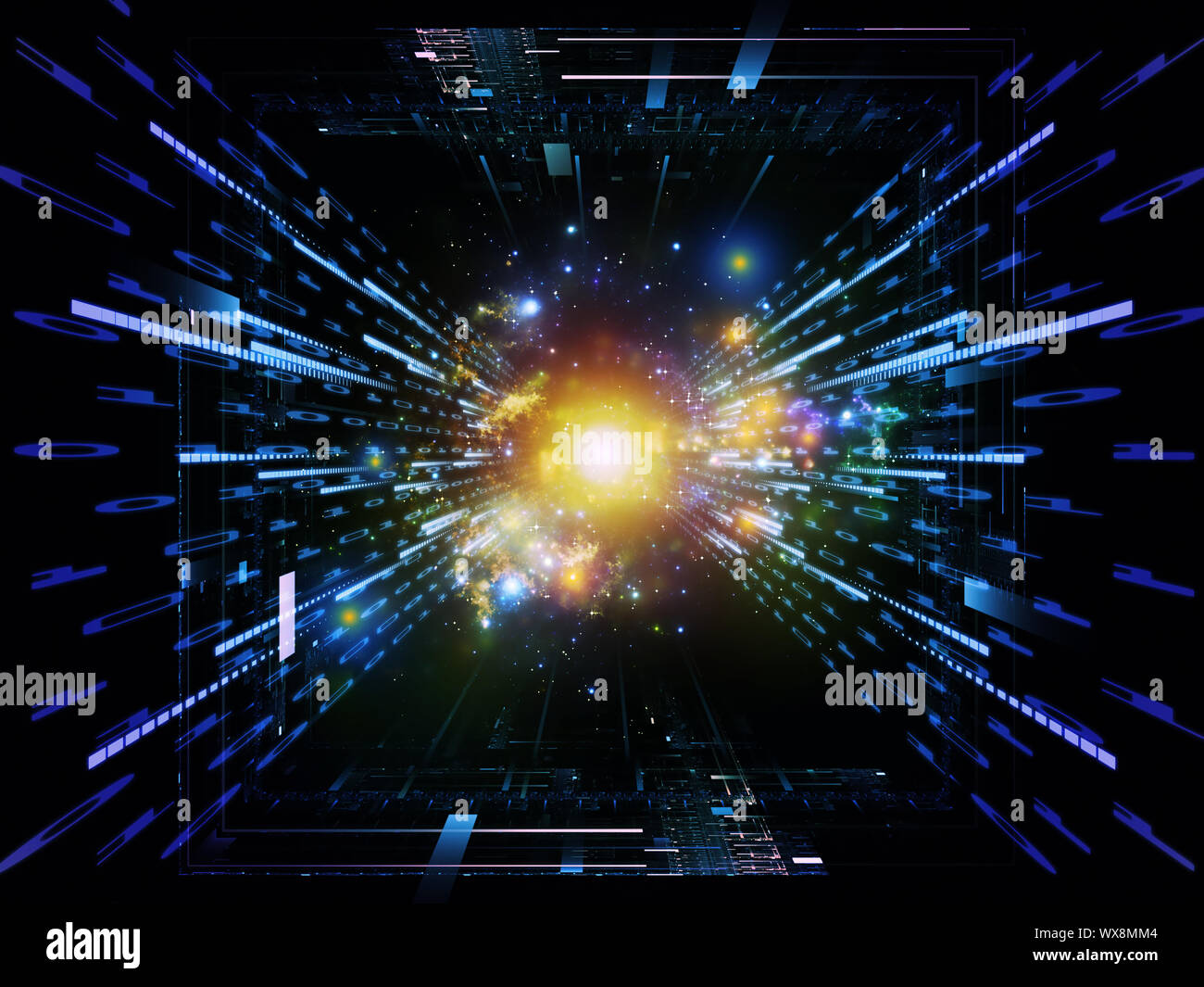 Abstract arrangement of technological and abstract design elements ...